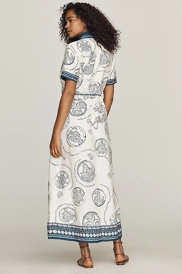 ALEMAIS Lucky 1% Len Belted Maxi Dress - Ivory