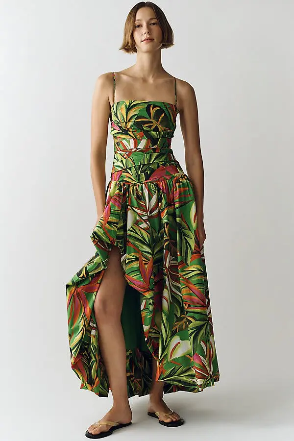Farm Rio Cotton Tropical Print Maxi Dress