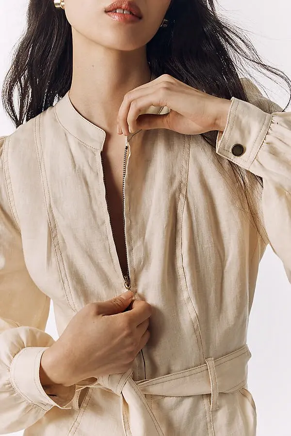 KIVARI Linen Belted Romper