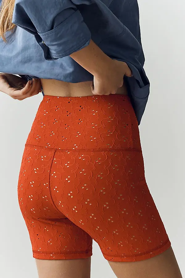 Strut This Eyelet High-rise Biker Shorts
