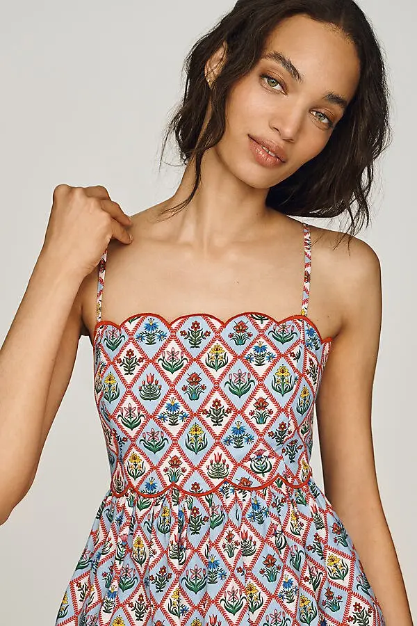 English Factory Scalloped Tiered Midi Dress