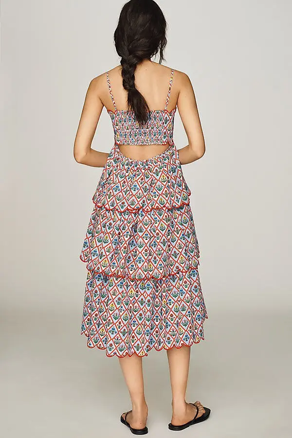 English Factory Scalloped Tiered Midi Dress