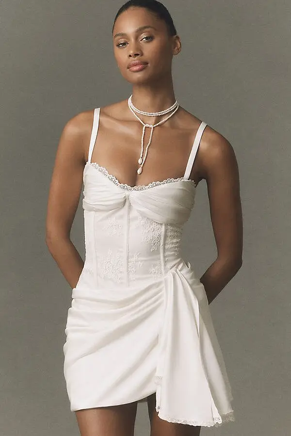 Bhldn Satin Bustier Sweetheart Mini Dress