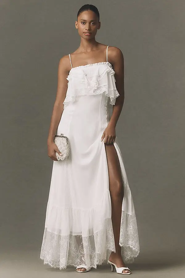 Bhldn Lace-trim Maxi Dress - White