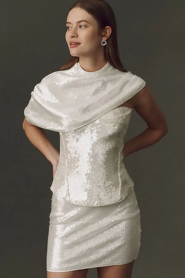 MARE MARE Sequin Mini Skirt - Ivory