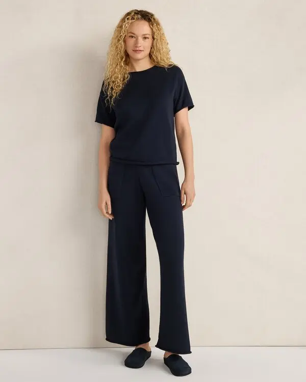 HAVEN WELL WITHIN Cotton Knit Wide Leg Pants - Celery Leaf