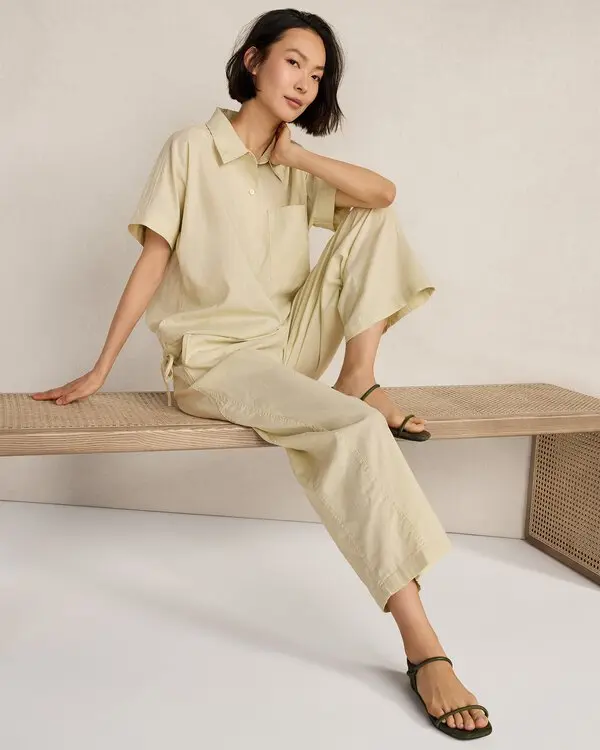 HAVEN WELL WITHIN Organic Cotton Linen Barrel Leg Pants