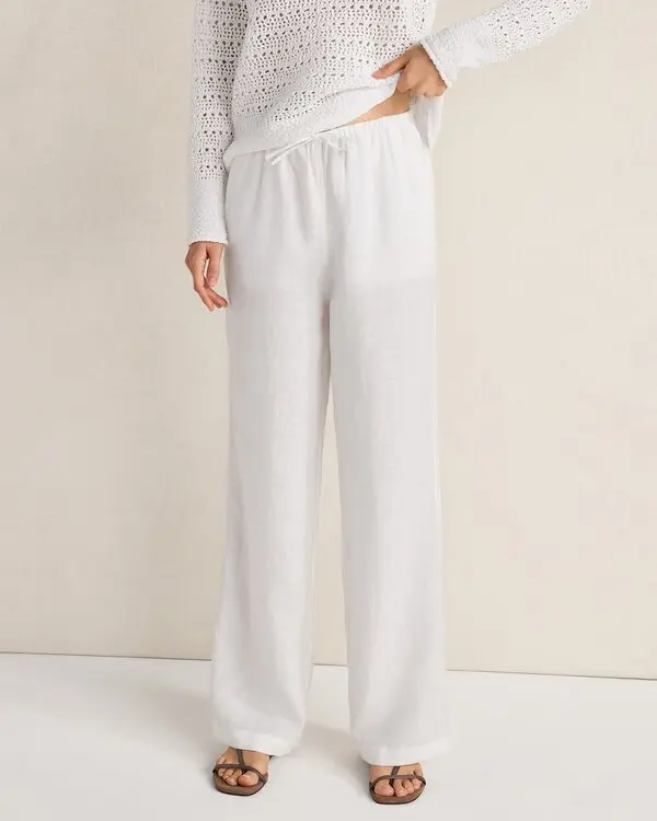 HAVEN WELL WITHIN 100% Linen Slim Pants - White