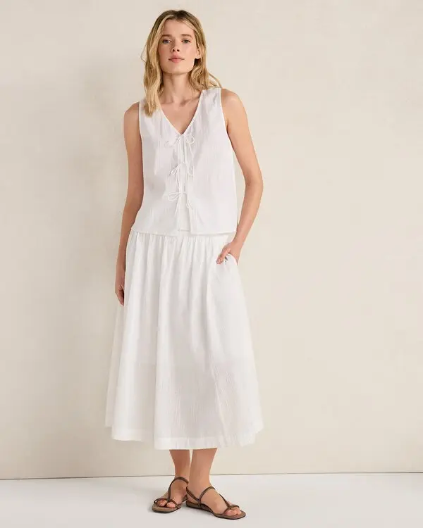 HAVEN WELL WITHIN Organic Cotton Eyelet Drop Waist Skirt