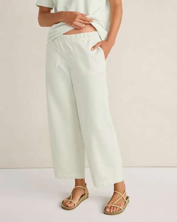 HAVEN WELL WITHIN Garment-dyed Organic Cotton Slub Terry Cropped Pants - Garment Dye Trellis