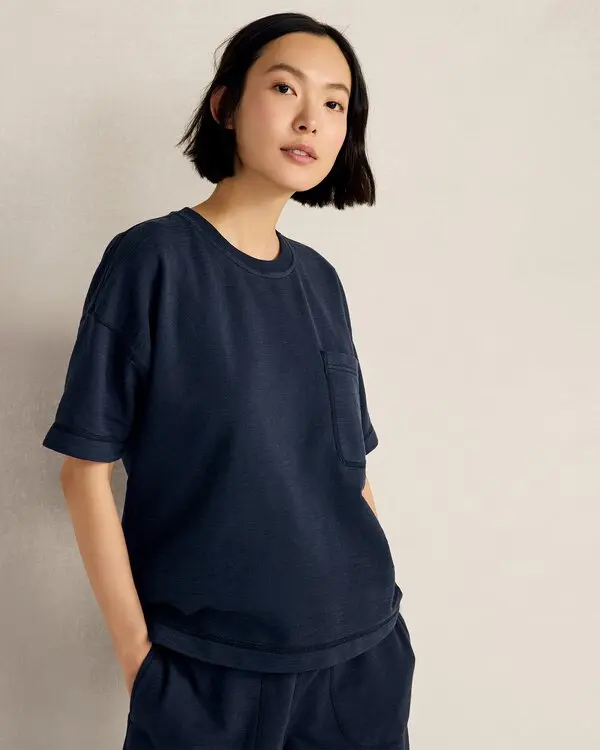 HAVEN WELL WITHIN Garment-dyed Organic Cotton Slub Terry T-shirt - Nightfall
