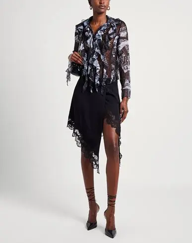 Versace Long Sleeve Ruched Crepe Shirt