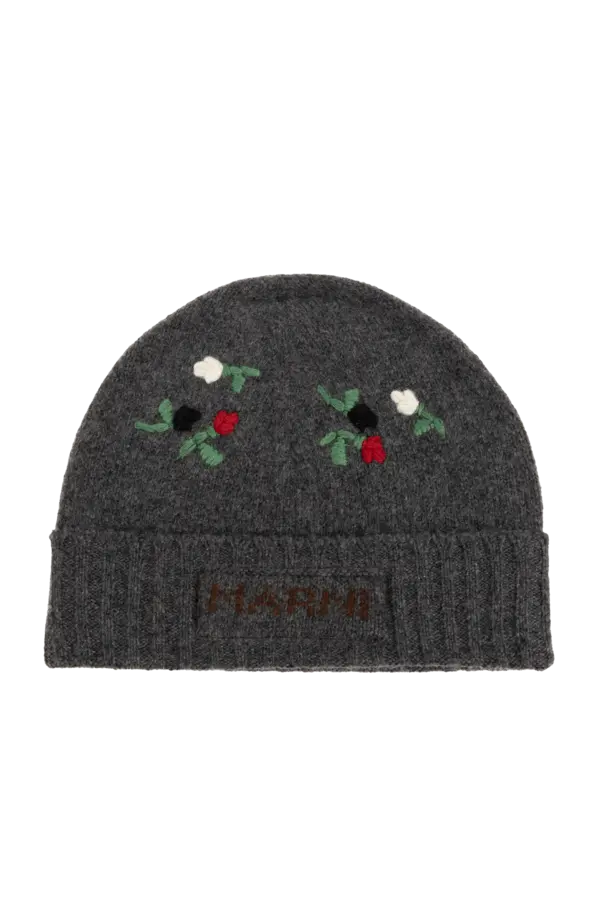 Marni Embroidered Beanie - Grey