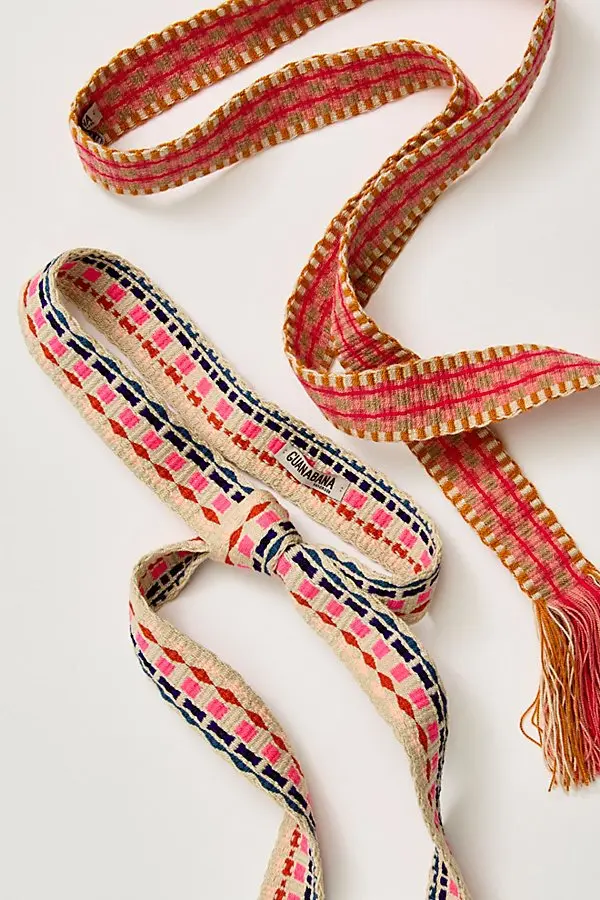 GUNAMUNA Wrap Belt With Fringe Detail - Natural Combo