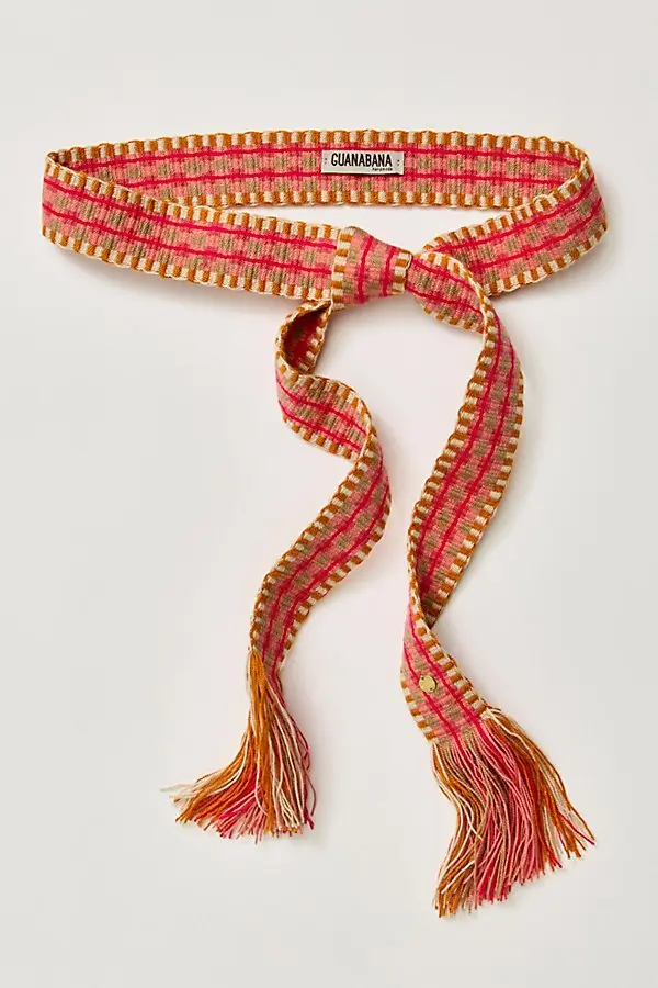 GUNAMUNA Wrap Belt With Fringe Detail - Sunset Combo