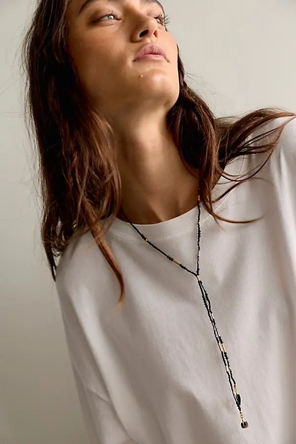 Free People Muse Semi-precious Beaded Lariat Necklace - Dusk