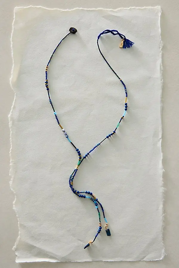 Free People Muse Semi-precious Beaded Lariat Necklace - Dusk