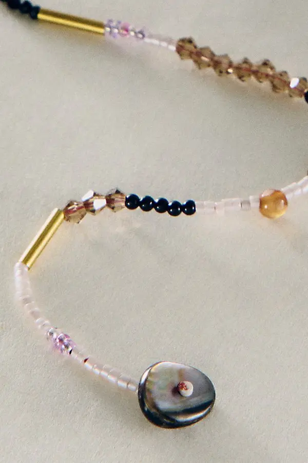 Free People Muse Beaded Bracelet With Stone Loop Closure - Moondance