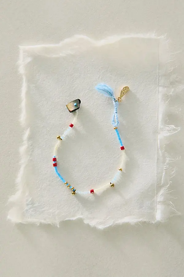 Free People Muse Beaded Bracelet With Stone Loop Closure - Spring Sky
