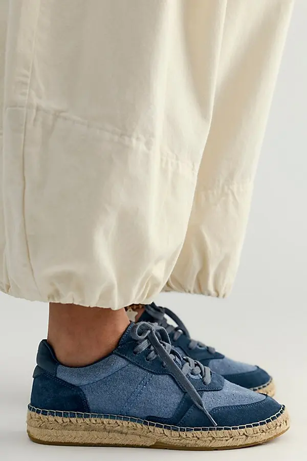 Free People Serendipity Canvas Lace-up Sneakers - Navy Canvas