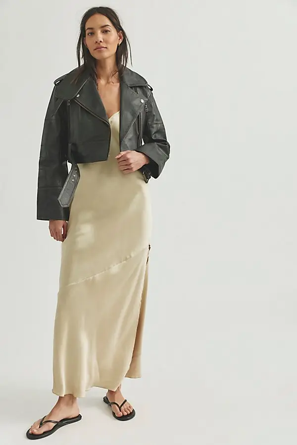 Free People We The Free Kiko Cropped Moto Leather Jacket
