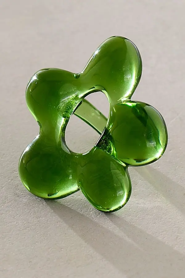 Free People Dakota Icon Ring - Crystal Green Flower