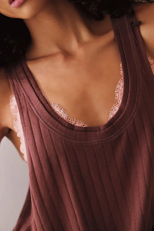 Free People Intimately Pointelle Lounge Tank - Brunette