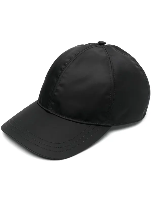 Prada Re-nylon Baseball Cap With Enamel Triangle Logo - Nero
