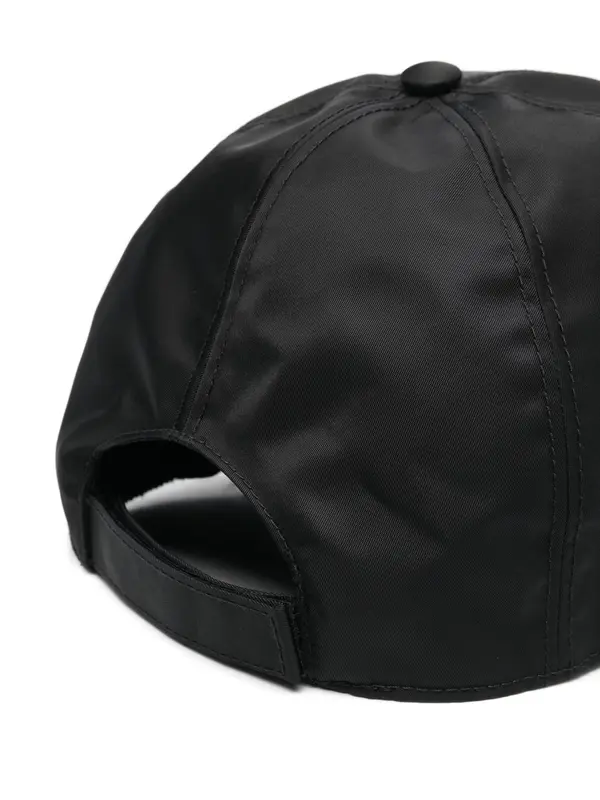 Prada Re-nylon Baseball Cap With Enamel Triangle Logo - Nero