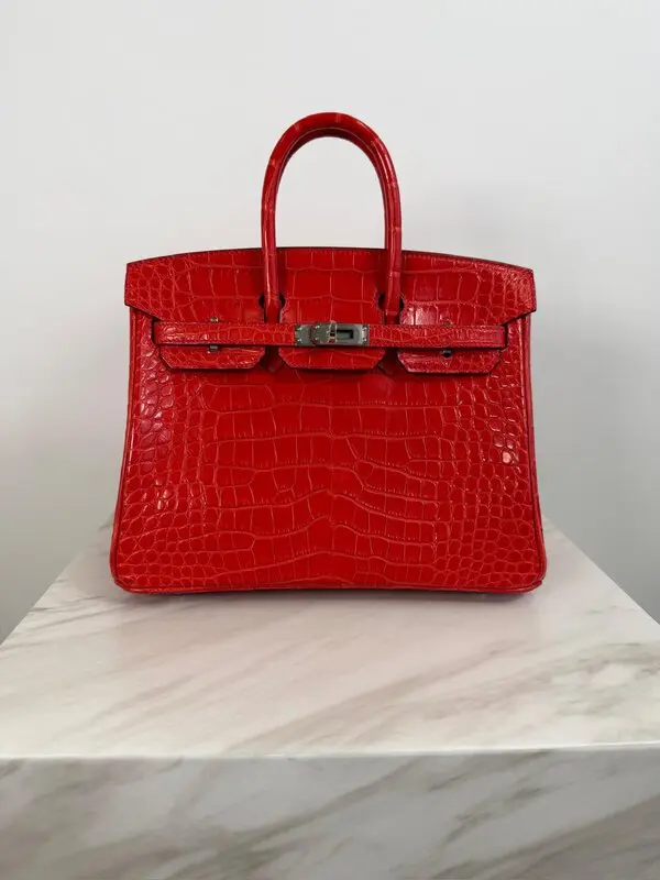 Hermès Birkin Geranium Matte Alligator Palladium Hardware - Red