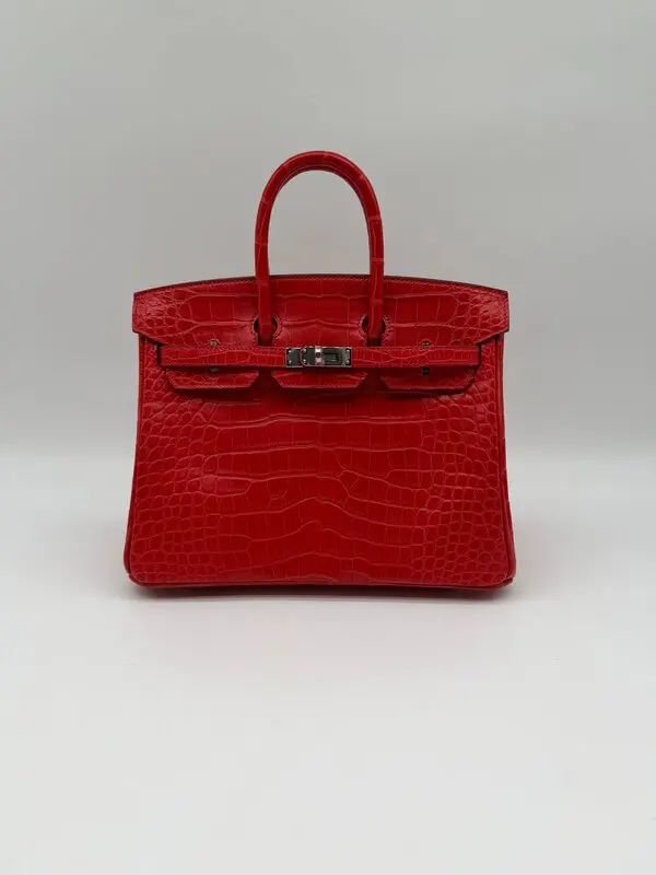 Hermès Birkin Geranium Matte Alligator Palladium Hardware - Red