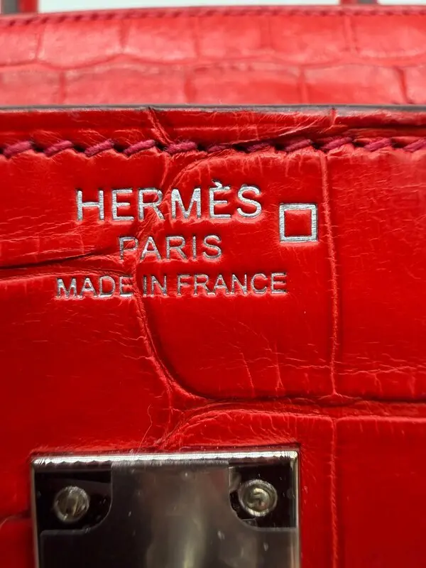 Hermès Birkin Geranium Matte Alligator Palladium Hardware - Red