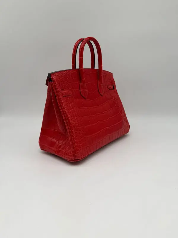 Hermès Birkin Geranium Matte Alligator Palladium Hardware - Red