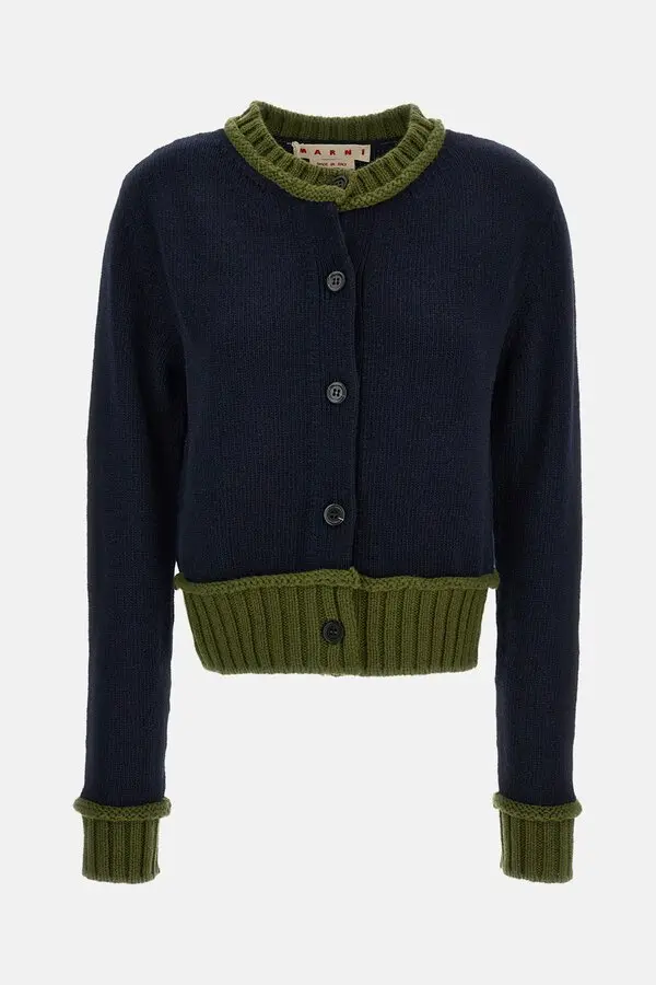 Marni Crew Neck Cardigan - Blue