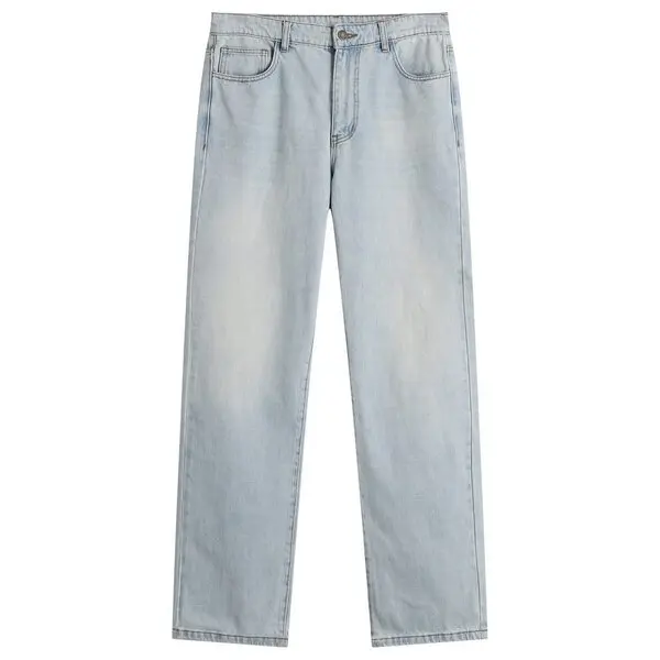 ANNIE HOOD Straight Leg Denim Jeans - Washed Blue
