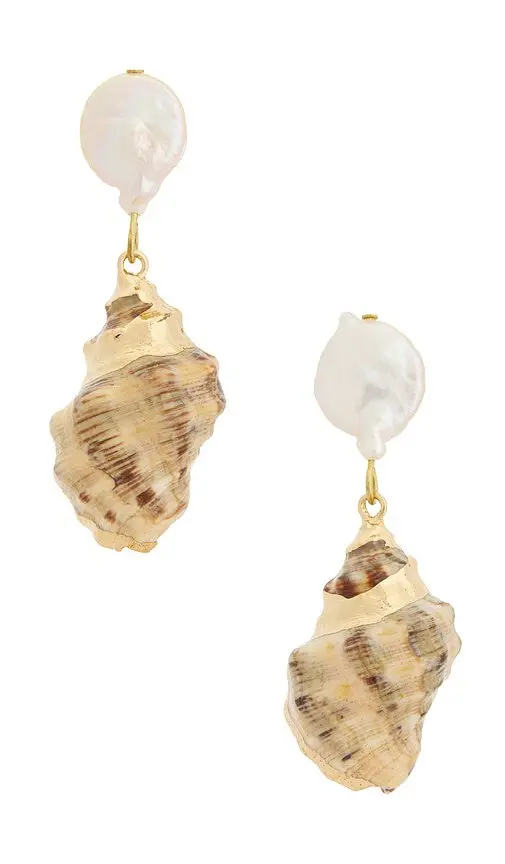 CASA CLARA Sunnie Drop Earrings With Seashell And Faux Pearl - Neutral