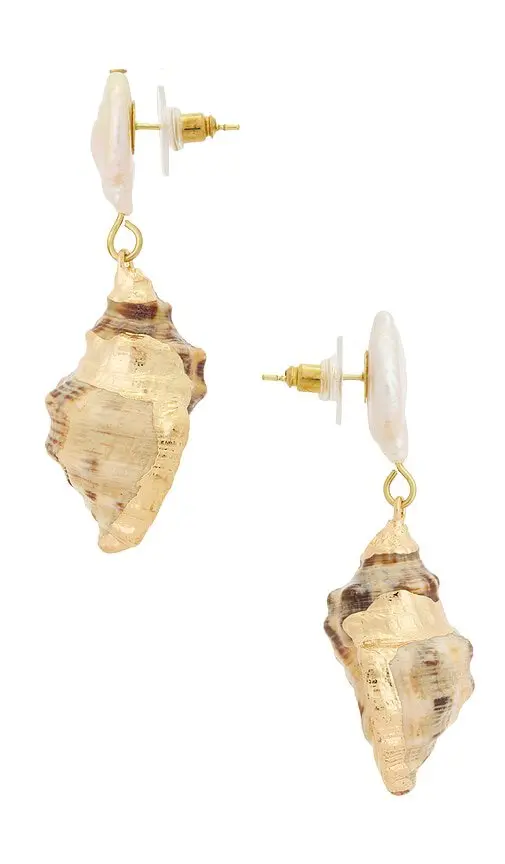 CASA CLARA Sunnie Drop Earrings With Seashell And Faux Pearl