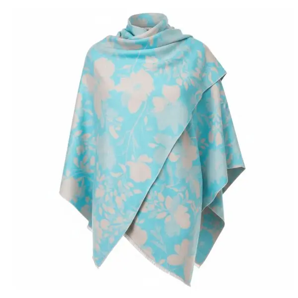FRANCHETTI BOND Susanna Turquoise Floral Print Wrap - Blue