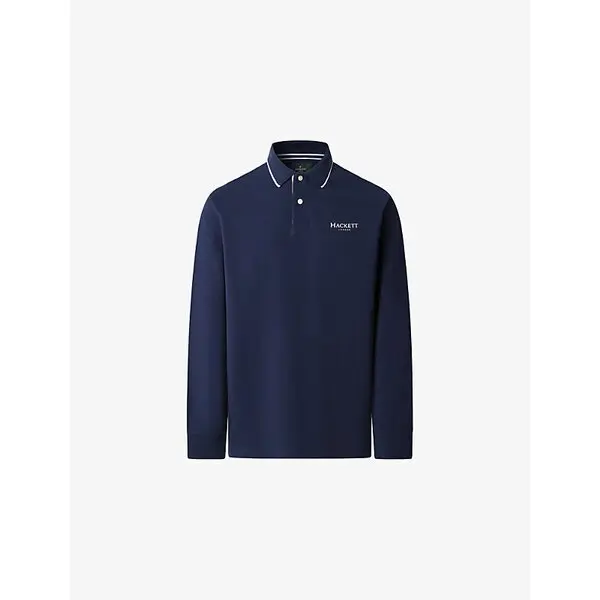 HACKETT Heritage Branded Classic-fit Cotton-jersey Polo Sweatshirt