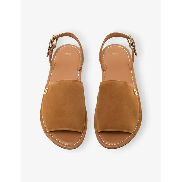 Maje Embellished Suede Flat Sandals