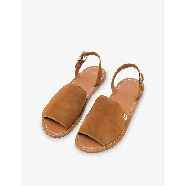 Maje Embellished Suede Flat Sandals