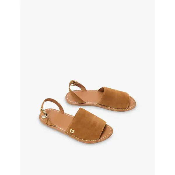 Maje Embellished Suede Flat Sandals