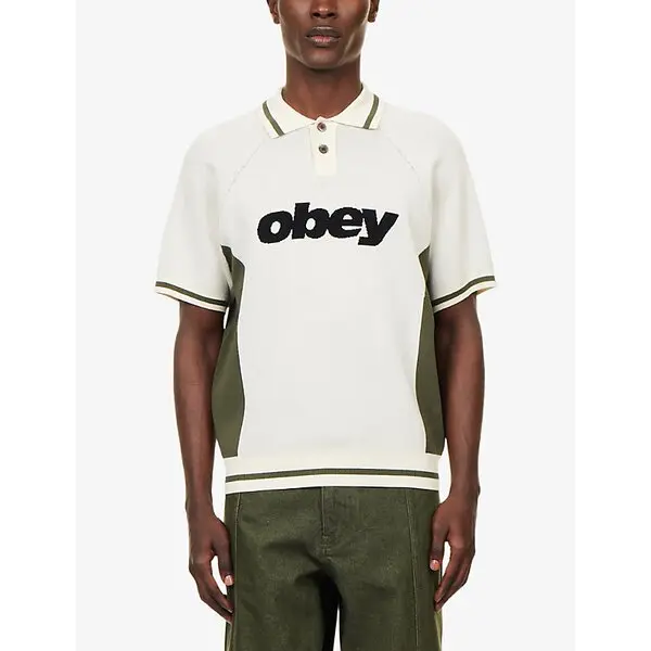 Obey Sport Logo-print Knitted Polo Top