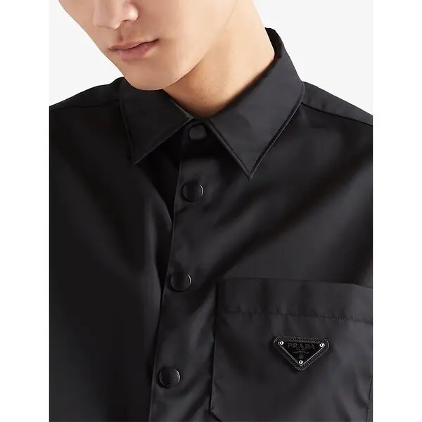 Prada Re-nylon Logo-plaque Woven Shirt