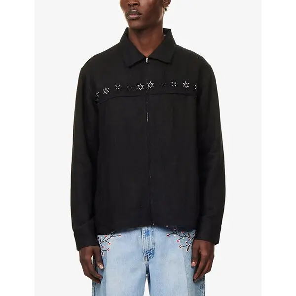 KARTIK RESEARCH Embellished Zip-up Linen Jacket