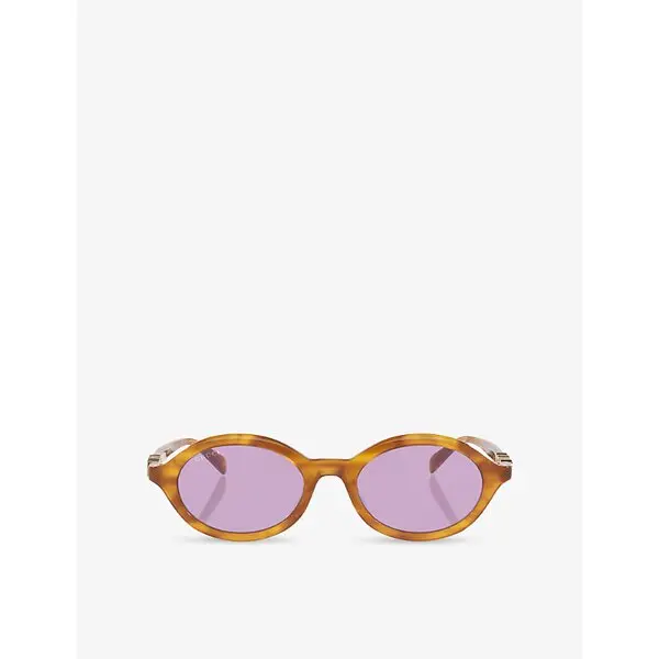 Gucci Oval-frame Acetate Sunglasses - Brown