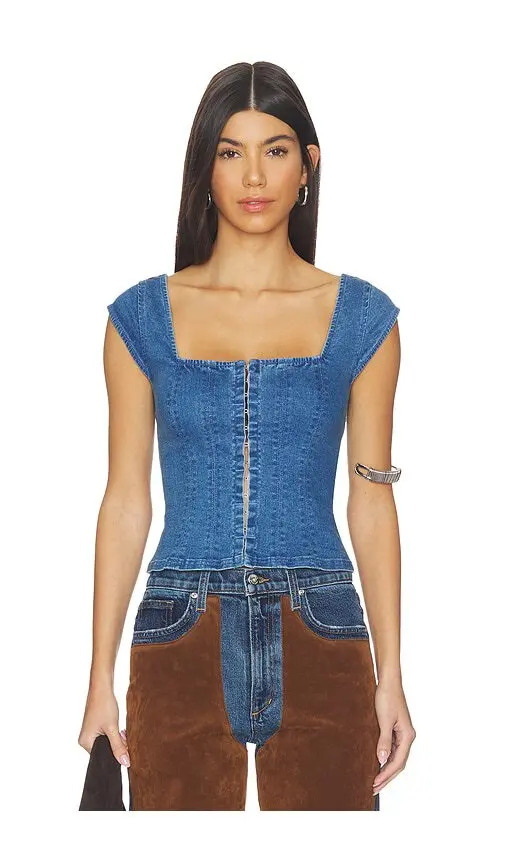 Free People Marilyn Denim Corset - Blue