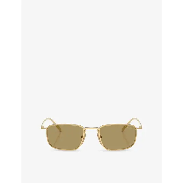 Prada Square-frame Metal Sunglasses - Gold