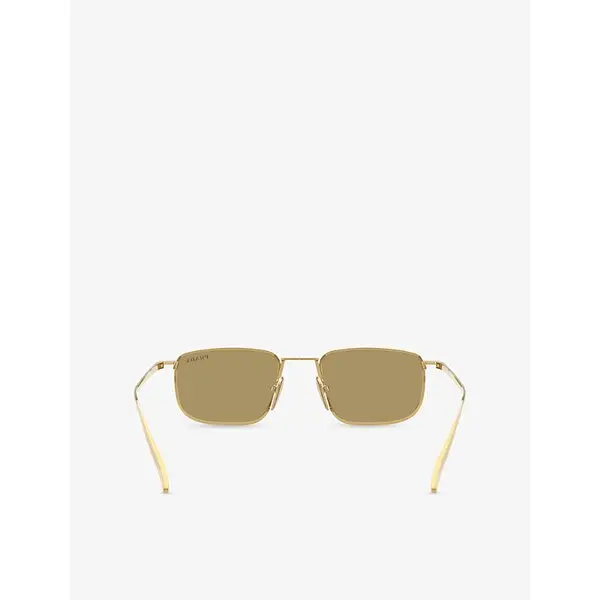 Prada Square-frame Metal Sunglasses - Gold