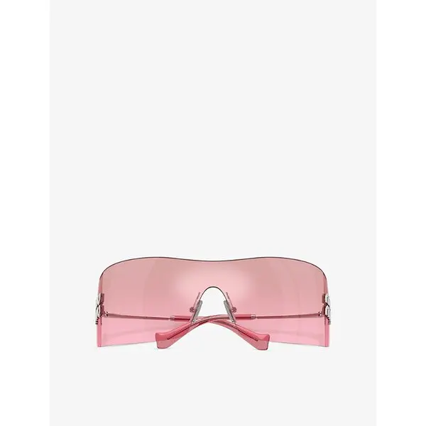 Miu Miu Rectangular-frame Metal Sunglasses - Silver